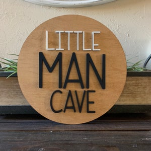 Little Man Cave Round 3D Wooden Sign || Boys Room Decor || Baby Shower ...