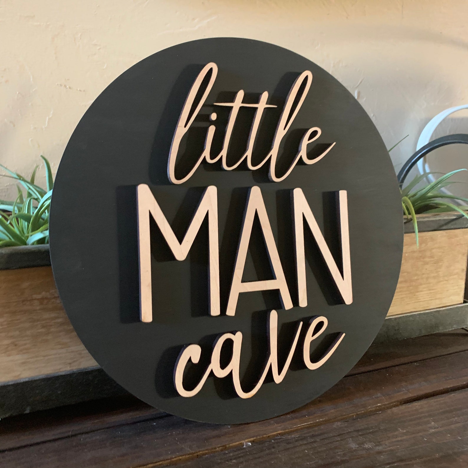 8" Little Man Cave Round 3D Wooden Sign || Boys Room Decor || Baby ...