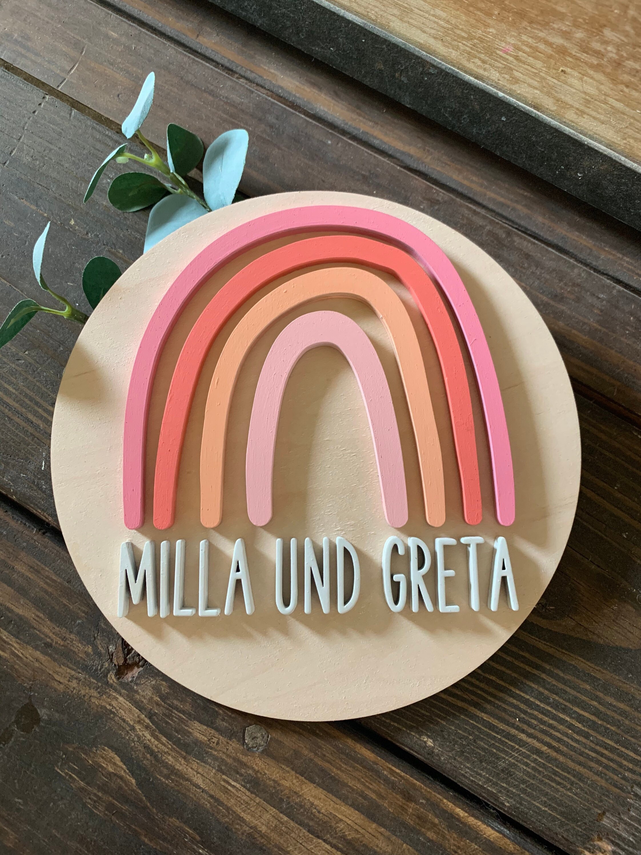 Round 3D Rainbow Welcome Wooden Sign Baby Name Announcement | Etsy