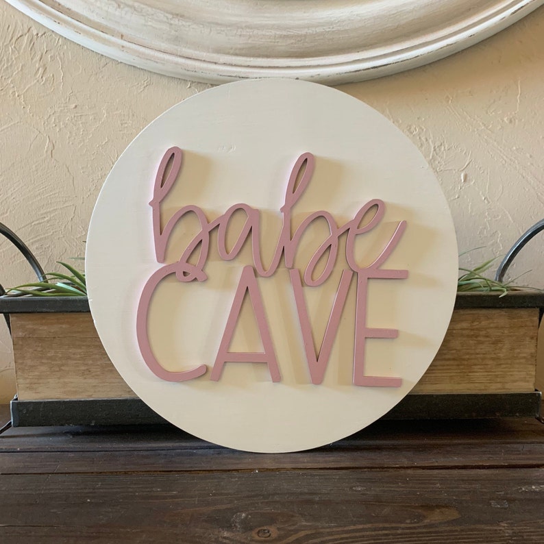 Babe Cave Round 3D Wooden Sign Girls Room Decor Baby - Etsy