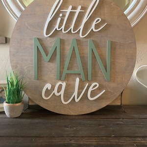 LARGE Little Man Cave Round 3D Wooden Sign || Boys Room Decor || Baby ...
