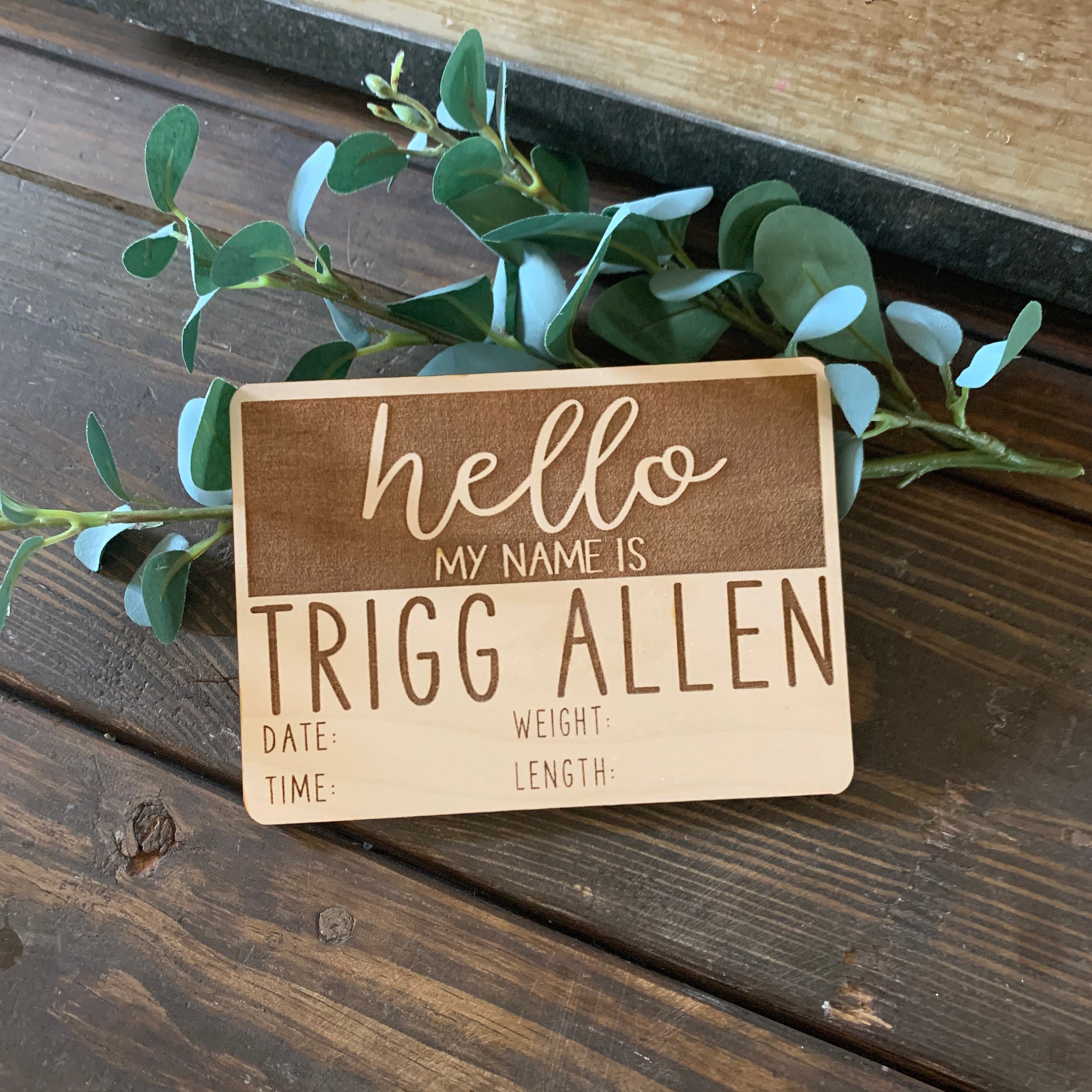 Hello My Name is Wooden Sign Baby Name Announcement custom - Etsy