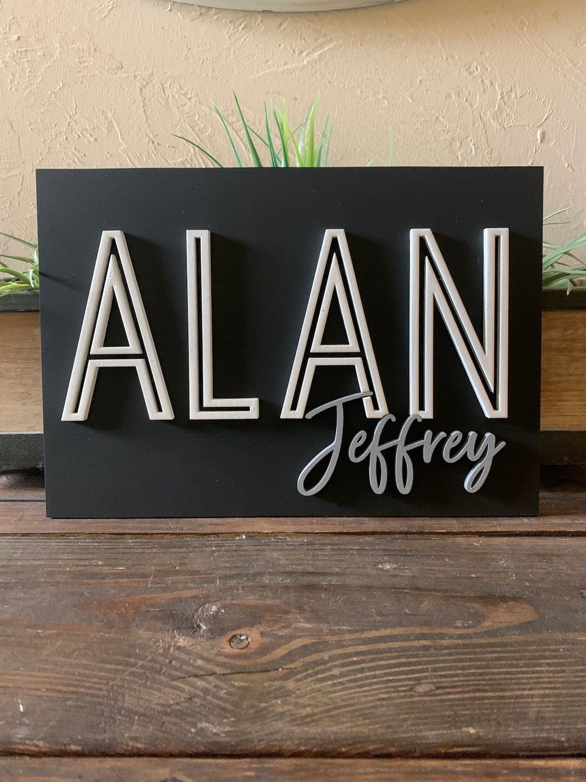 SMALL Rectangle 3D Name Wooden Sign Baby Name Announcement - Etsy