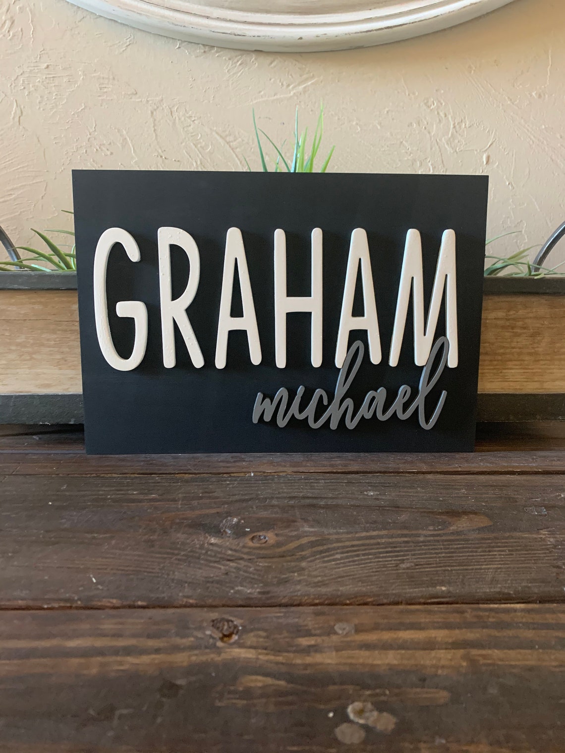 SMALL Rectangle 3D Name Wooden Sign Baby Name Announcement - Etsy