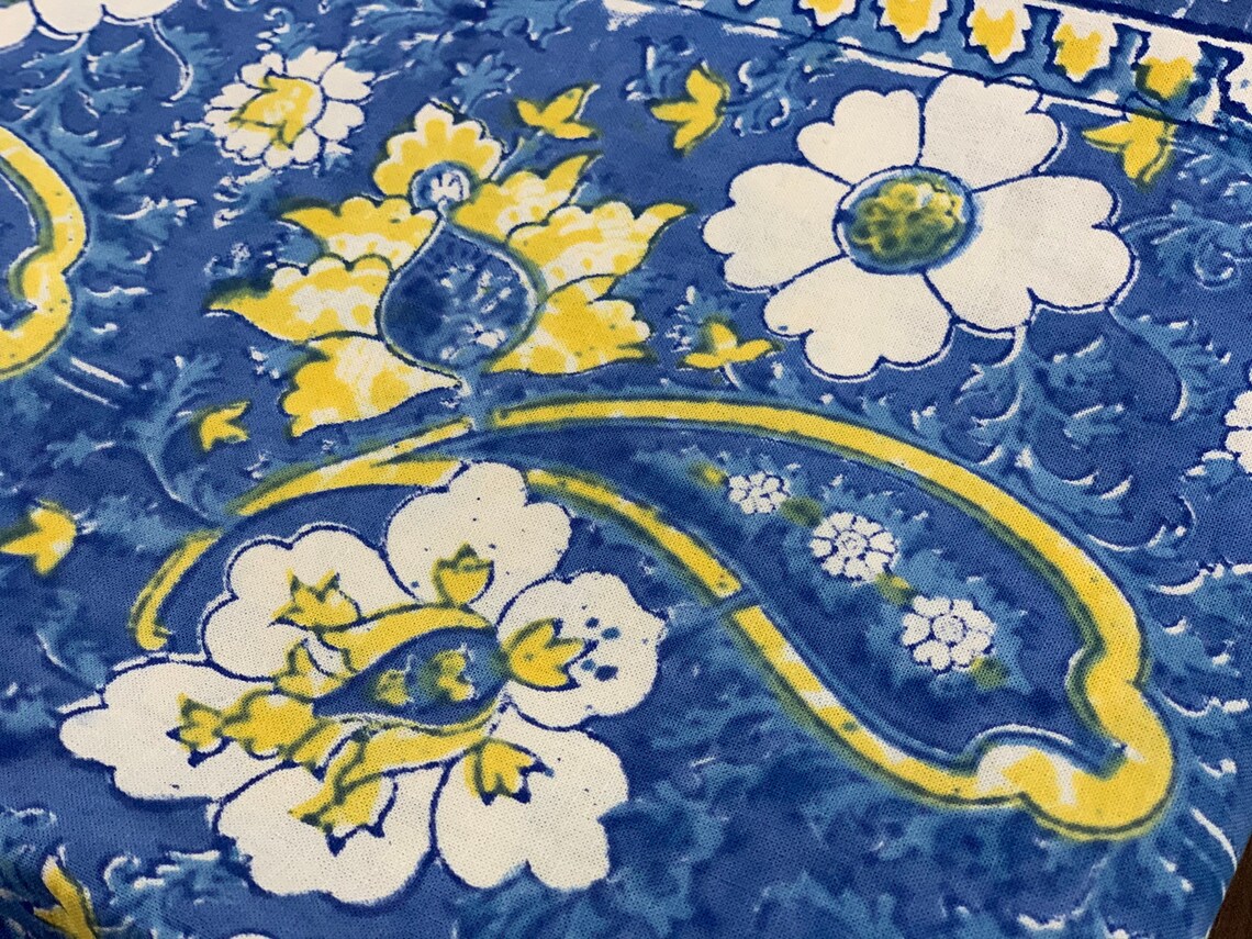 Indian Hand Block Print Bed Sheet/double Size Cotton Bed Sheet/floral ...