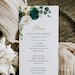 Emerald Quinceanera Menu, Emerald Green Gold Quince Menu, Floral ...