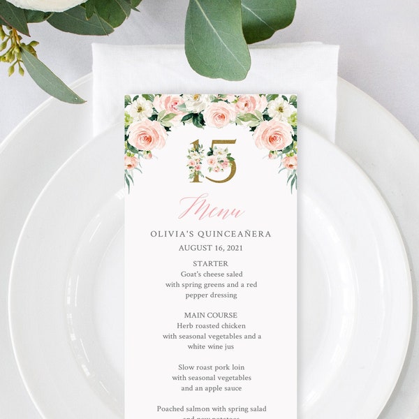 Quinceanera Menu Program Template - Etsy