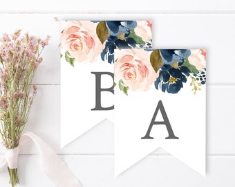 Blush Pink Floral Editable Bunting Floral DIY Banner - Etsy