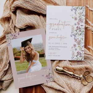 Wildflower Graduation Announcement, Wildflower Graduation Party Invite ...