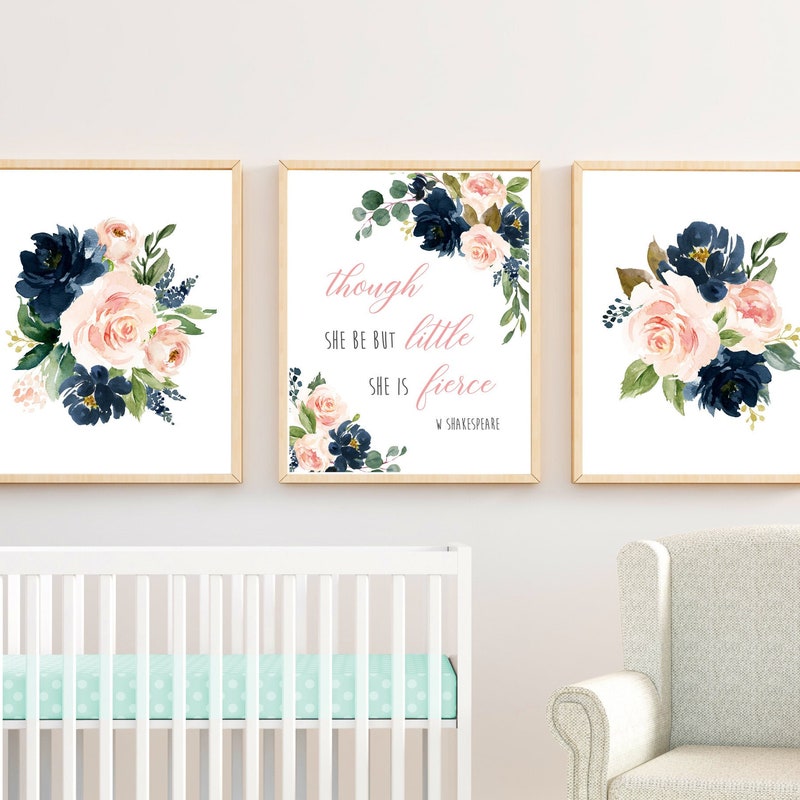 Navy and Blush Wall Art - Etsy