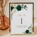 Quinceanera Table Numbers, Emerald Gold Quince Table Number Template ...