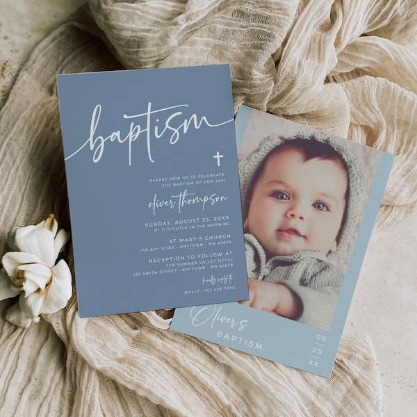 Baptism Invitation Boy - Etsy