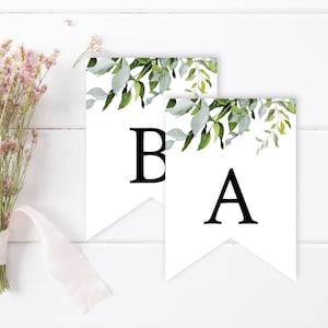 Greenery Editable Bunting, Leaves DIY Banner Template, Foliage Custom ...