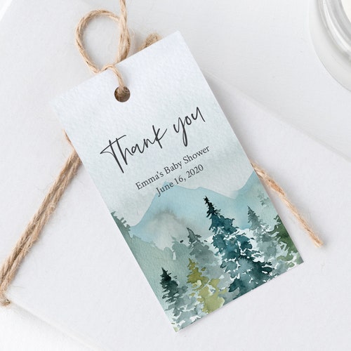 Mountains Editable Tag Rustic Woodland Favor Tag Template - Etsy