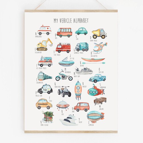 Transport Abc Poster Vehicle Alphabet Transport Prints - Etsy