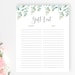 Eucalyptus Gift List Printable Sheet, Baby Shower Gift List, Greenery ...