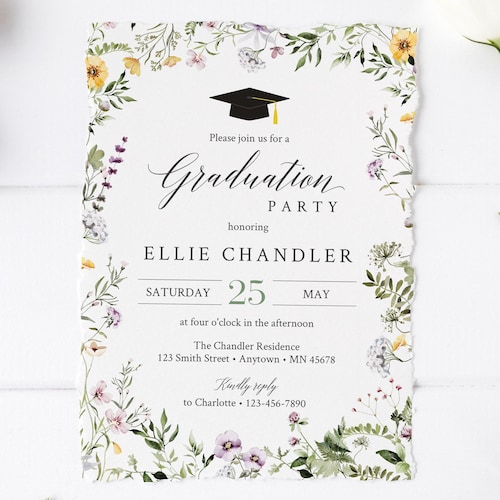 Graduation Party Invitation Wildflower Graduation - Etsy