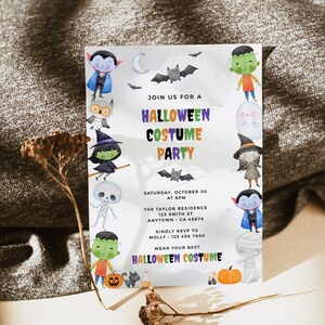Halloween Costume Party Invitation Fancy Dress Party Invite for Kids ...