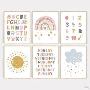 Scandi Rainbow Sun Rain Alphabet Numbers Days Week Printable - Etsy