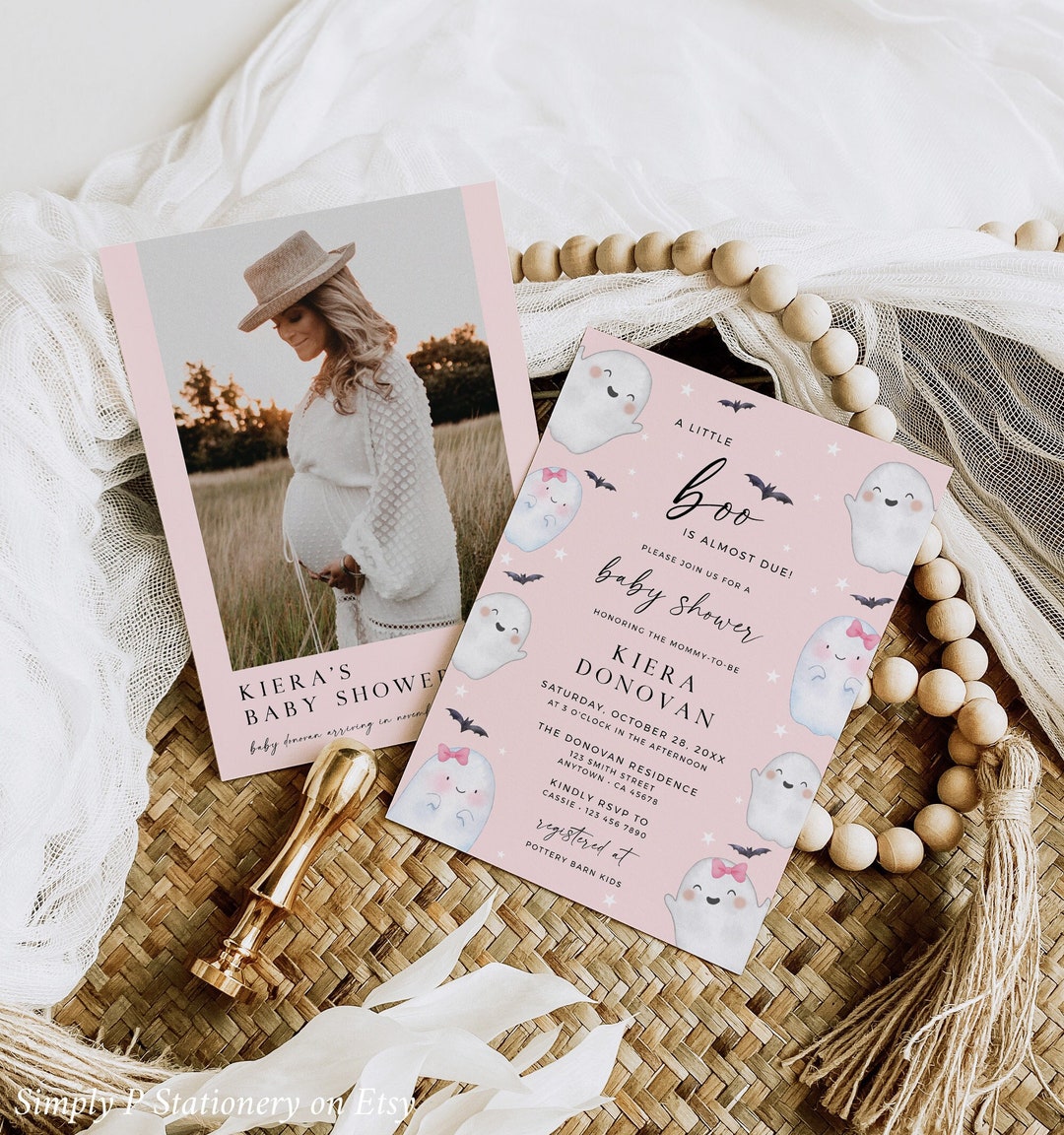 A Little Boo is Almost Due Invitation Girl Baby Shower Invite, Ghost ...