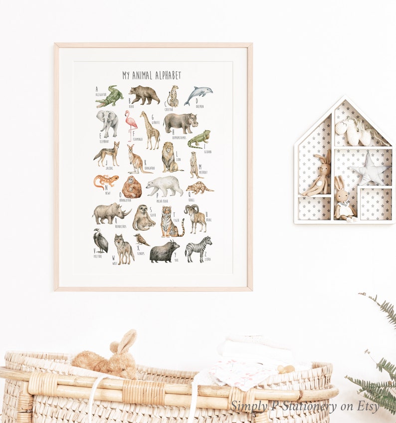 Animal Alphabet Art Printable Alphabet Poster A-Z Animal - Etsy