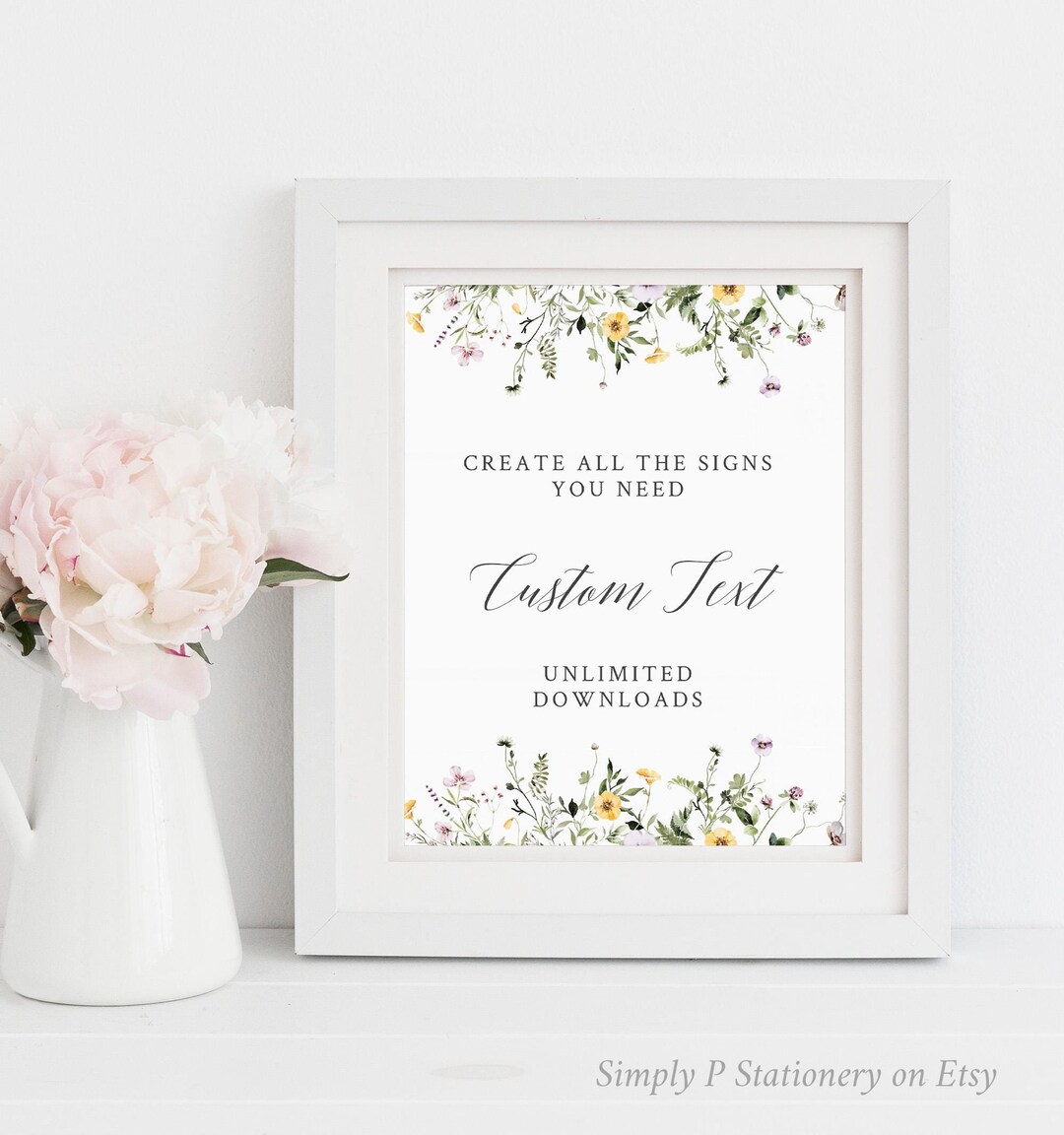 Wildflower Editable Custom Sign, Wild Flower Greenery Baby Shower ...