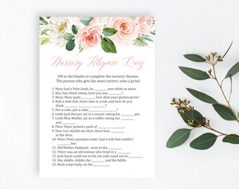 Blush Pink Nursery Rhyme Quiz Baby Shower Games Printable - Etsy