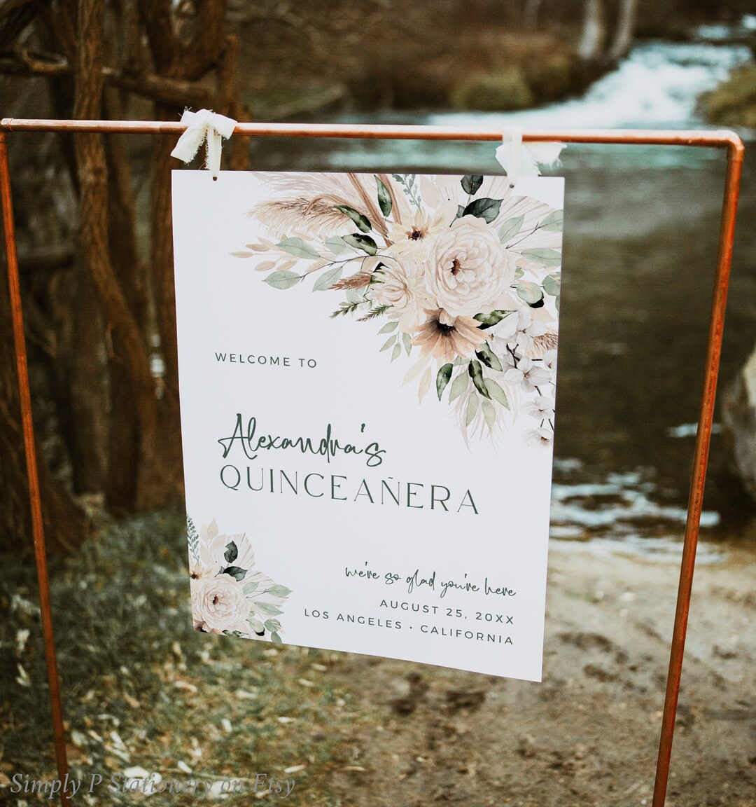 Boho Quinceañera Welcome Sign, Sage Green Quince Welcome Board, Sweet ...