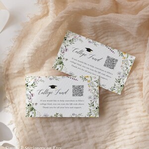 College Fund Insert With QR Code, Graduation Gift Idea, Wildflower ...
