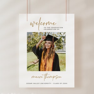 Gold Graduation Welcome Sign, Photo Graduation Sign, Graduation Poster ...