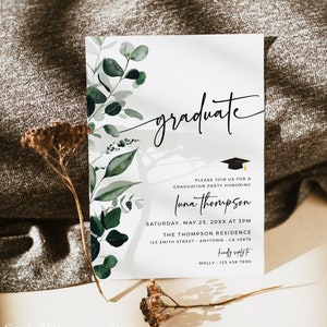 Botanical Graduation Invitation, Greenery Graduation Announcement ...