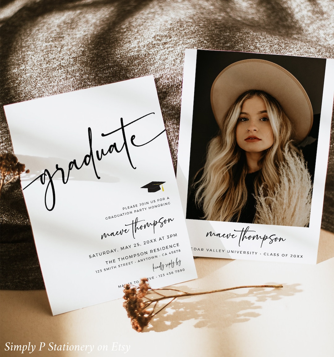 Modern Graduation Party Invitation, Minimal Graduation Photo Invite ...