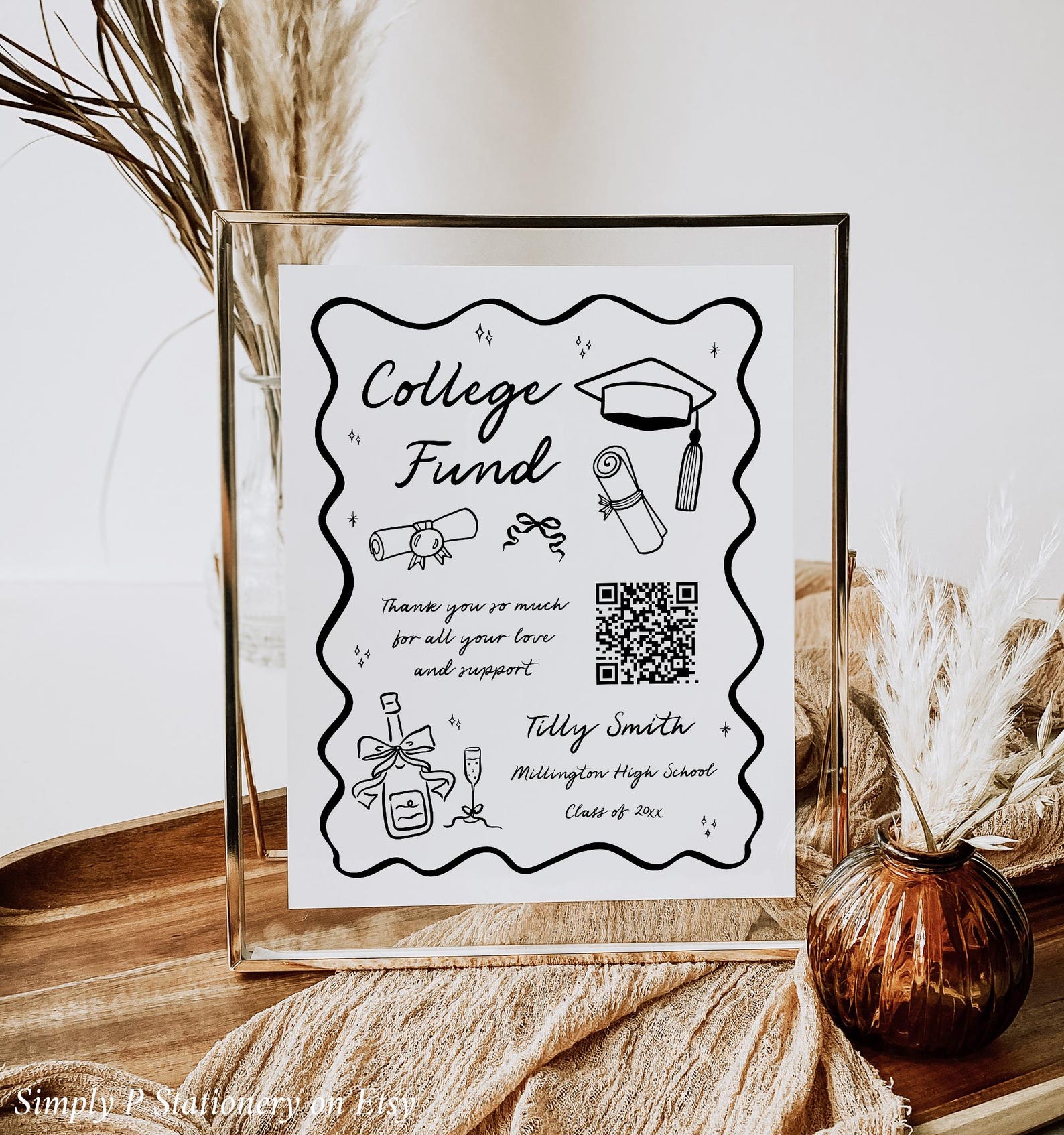 Doodle College Fund Sign Template, QR Code Sign College Fund, High ...