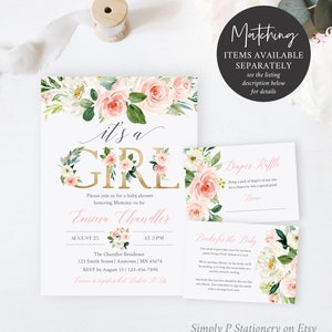 Pink Floral Editable It's a Girl Baby Shower Welcome Sign, Blush ...