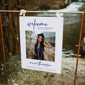 Navy Graduation Welcome Sign, Graduation Poster, Photo Graduation Sign ...