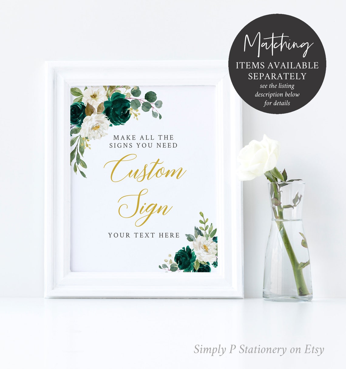 Editable Emerald Gold Floral Buffet Labels Green Gold Buffet - Etsy