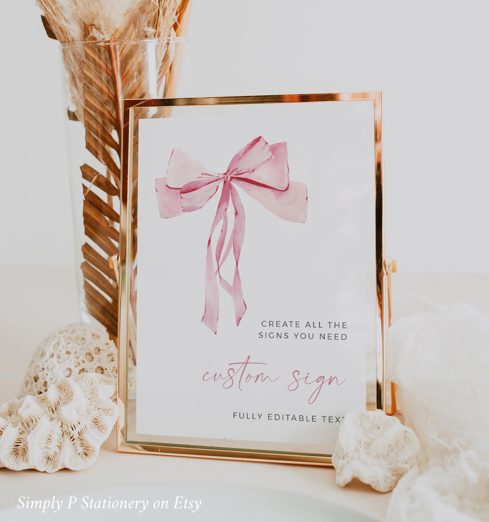 Pink Bow Baby Shower Custom Sign Girl Baby Shower Sign, Blush Ribbon ...
