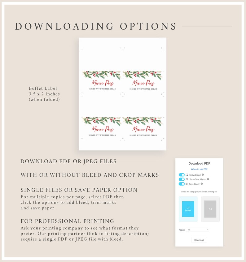 Editable Christmas Buffet Label Template Printable Food Tent Card ...