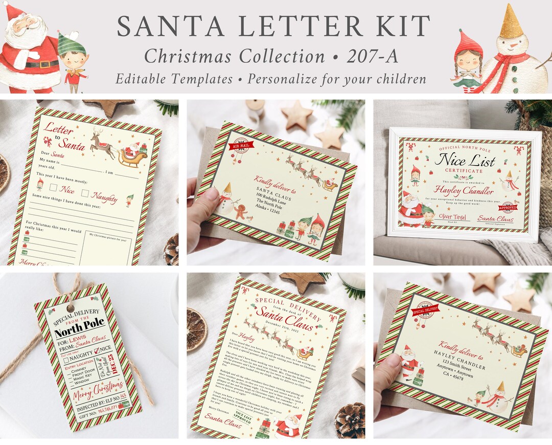 Santa Letter Kit Editable, Letter to Santa Bundle, Letter From Santa ...