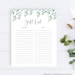 Eucalyptus Gift List Printable Sheet, Baby Shower Gift List, Greenery ...