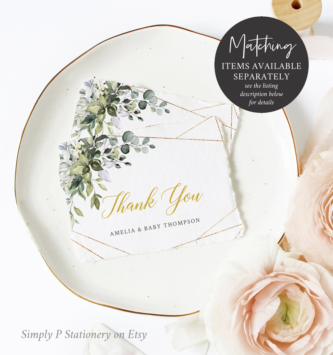 Foliage Gold Geometric Guest List Printable Sheet Baby Shower - Etsy