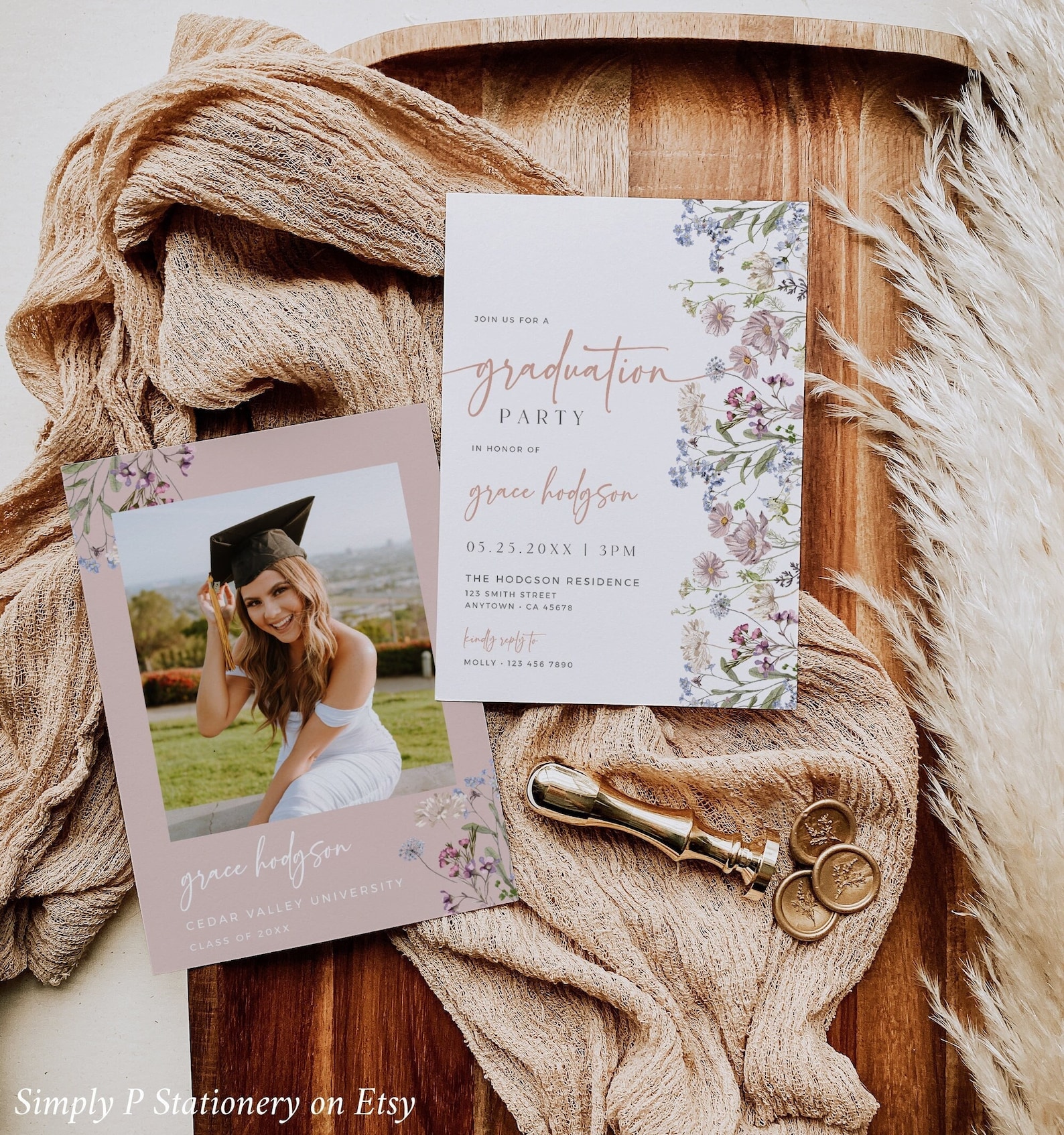 Wildflower Graduation Announcement, Wildflower Graduation Party Invite ...