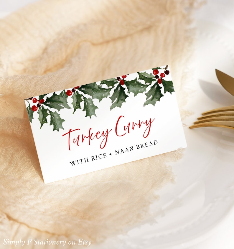 Editable Holly Christmas Buffet Labels Printable Food Cards - Etsy