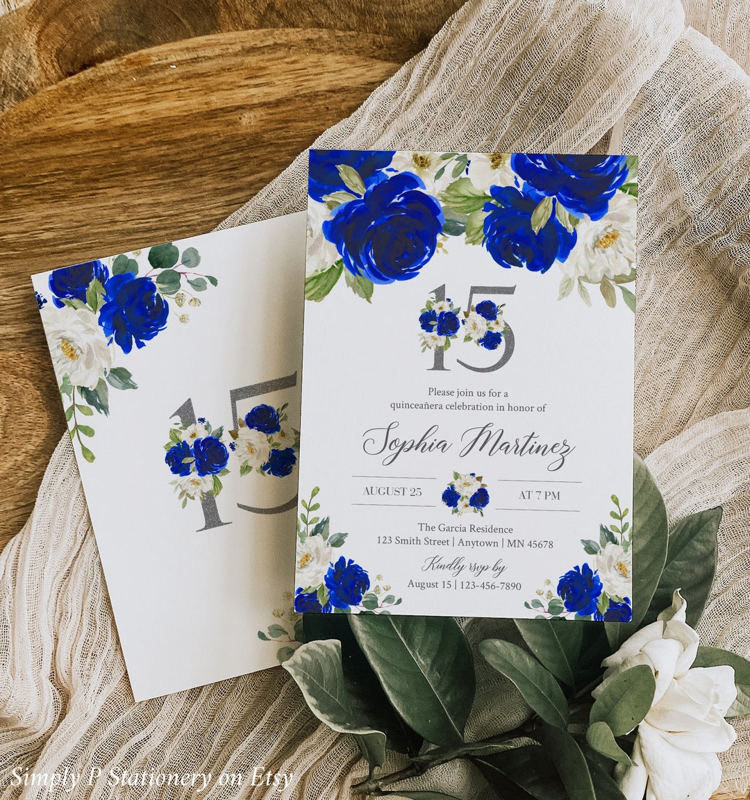 Royal Blue Quinceanera Invitation, Royal Blue Silver Mis Quince Invite ...