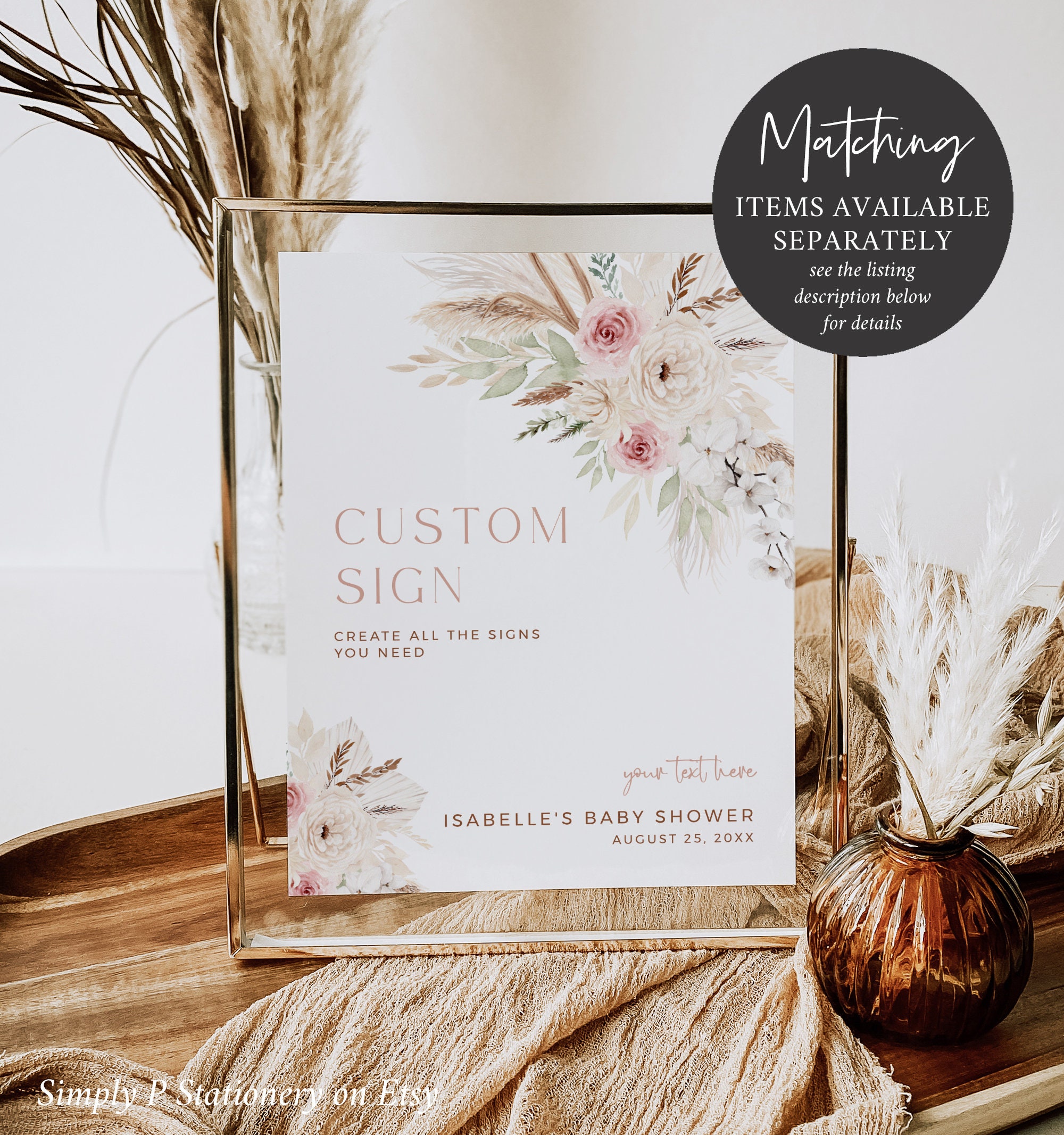 Boho Buffet Labels, Pampas Grass Food Cards, Boho Buffet Decoration ...