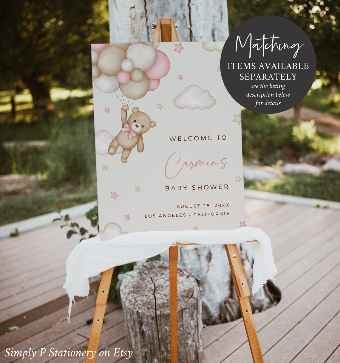 Bear Banner, Teddy Bear Bunting Template, Bear Baby Shower Decor Girl ...