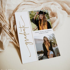 Gold Graduation Party Invitation, Minimal Graduation Invite, Modern ...