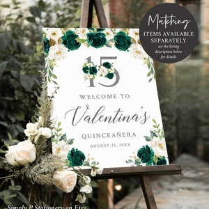 Emerald Quinceanera Table Numbers, Quince Table Number Template ...