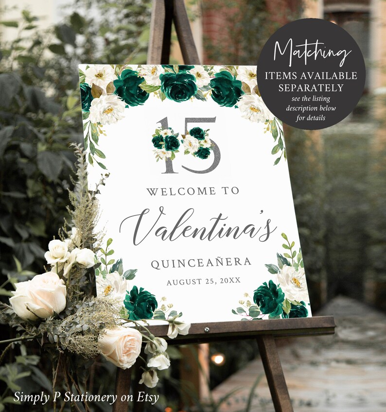 Emerald Quinceanera Table Numbers, Quince Table Number Template ...