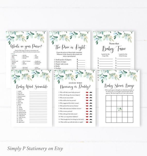 Paper & Party Supplies Baby Shower Games Pack Baby Shower Games Bundle ...